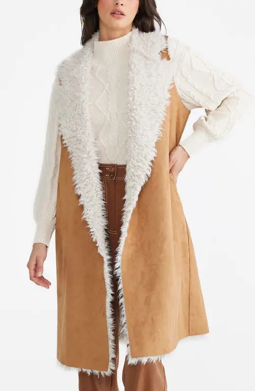 TALISMAN THE LABEL Wanderer Faux Suede Vest With Faux Fur Lining