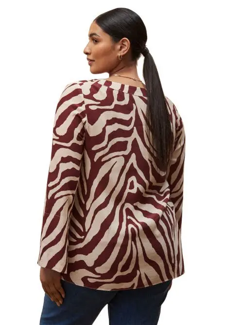 LIVE UNLIMITED Animal Print Split Sleeve Blouse
