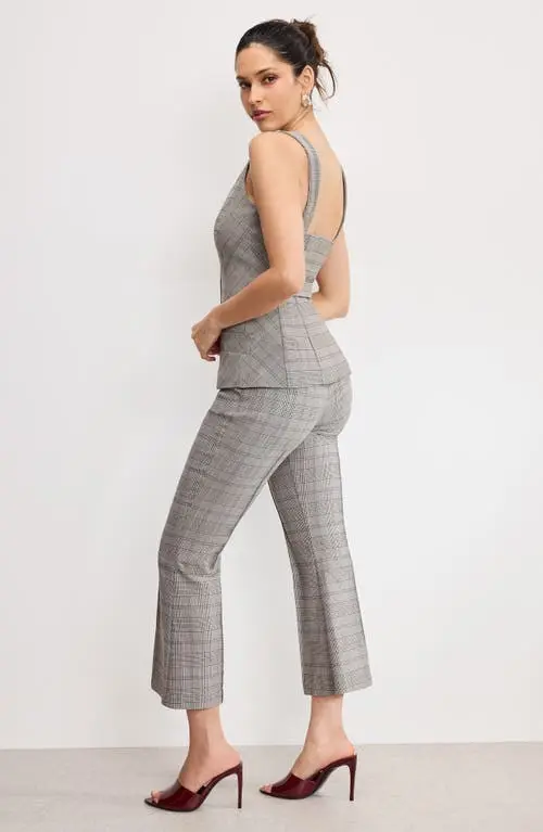 Good American Plaid Kick Flare Trousers