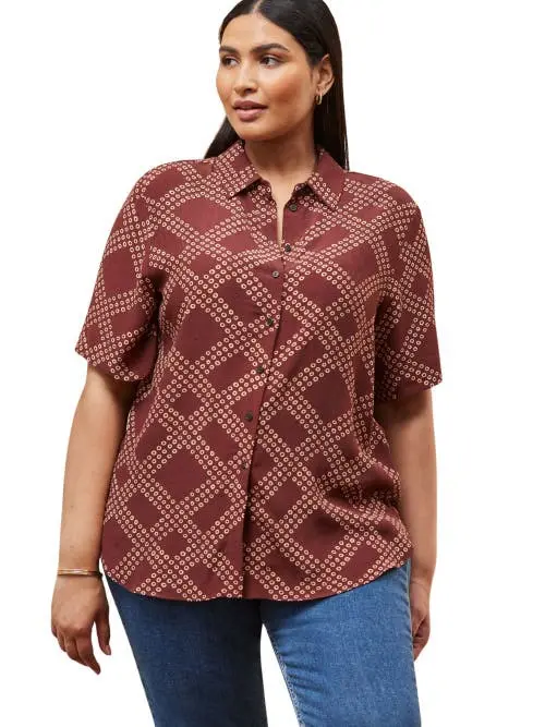 LIVE UNLIMITED Geo Print Short Sleeve Shirt