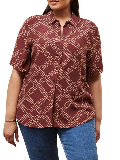 LIVE UNLIMITED Geo Print Short Sleeve Shirt