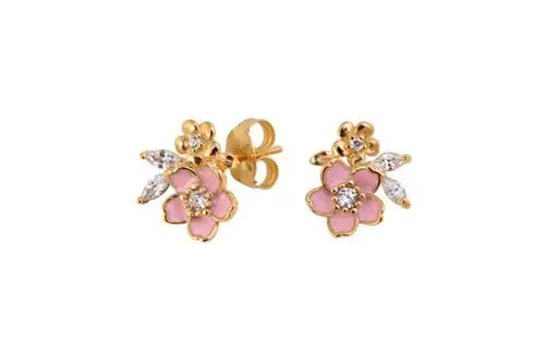 ARTE NOVA JEWELLERY Flor Rosa Earrings - Silver Gold Plated