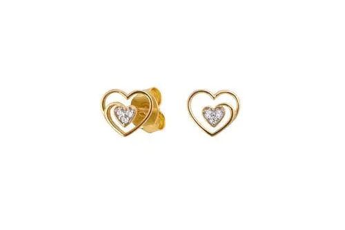 ARTE NOVA JEWELLERY Heart Stud Earrings - Gold 19/2k