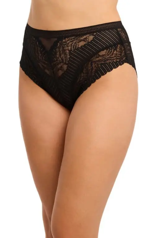 MONTELLE INTIMATES Temptation High Waist Lace Panties - Black/sand