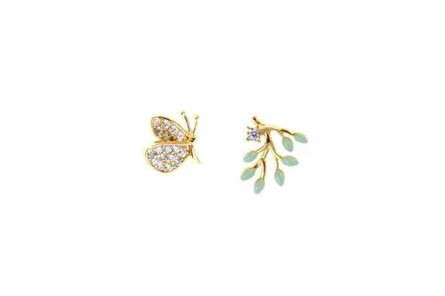 ARTE NOVA JEWELLERY Borboleta Ramo Earrings - Silver Gold Plated