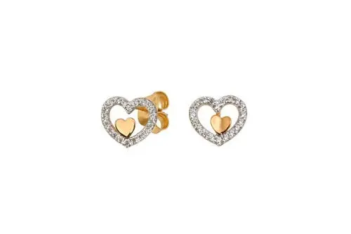 ARTE NOVA JEWELLERY Heart Stud Earrings - Gold 19/2k