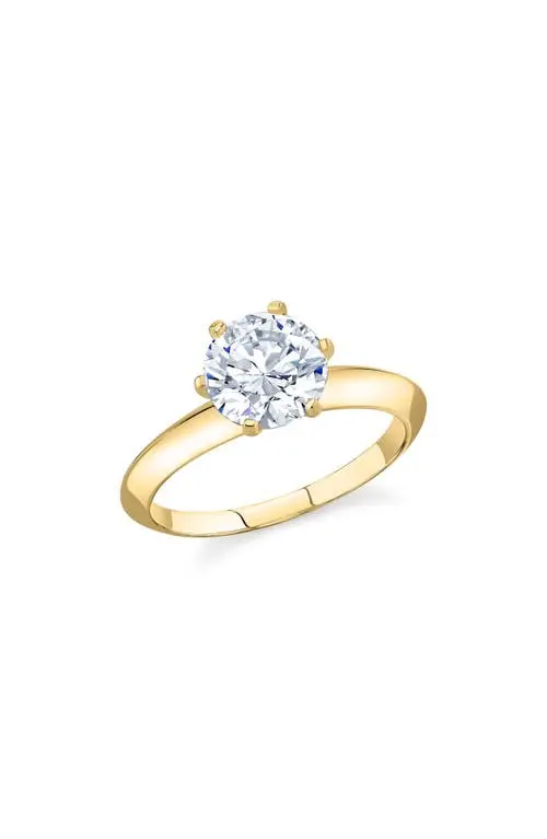 CRISLU Brilliant Cut Cubic Zirconia Solitaire Ring - Gold