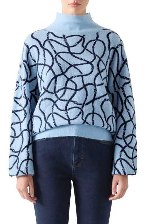 LK BENNETT Willa Jacquard Mock Neck Sweater