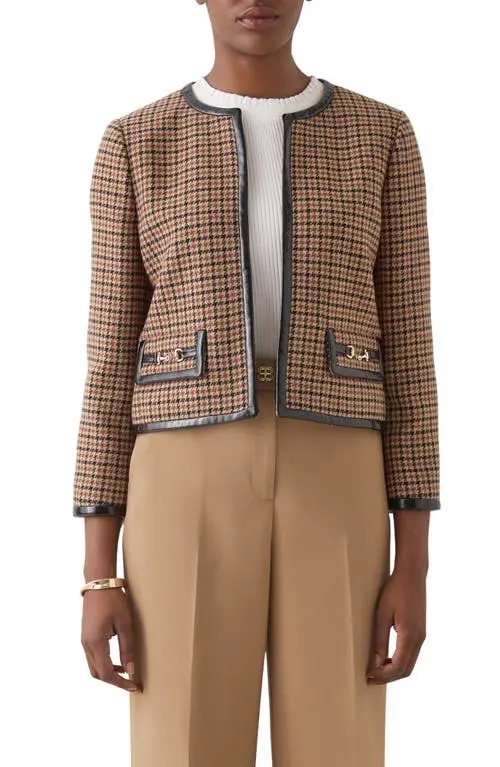 LK BENNETT Zisou Houndstooth Cropped Jacket