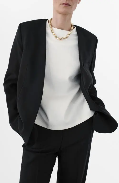 Mango Tailored Collarless Blazer