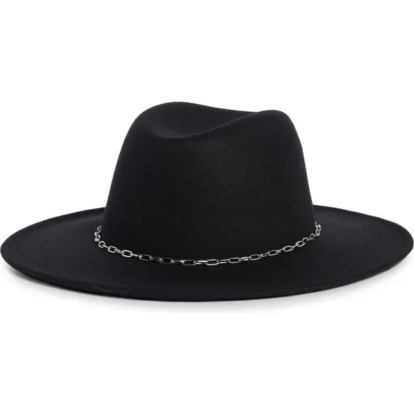 Treasure & Bond Chain Trim Felt Fedora - Black