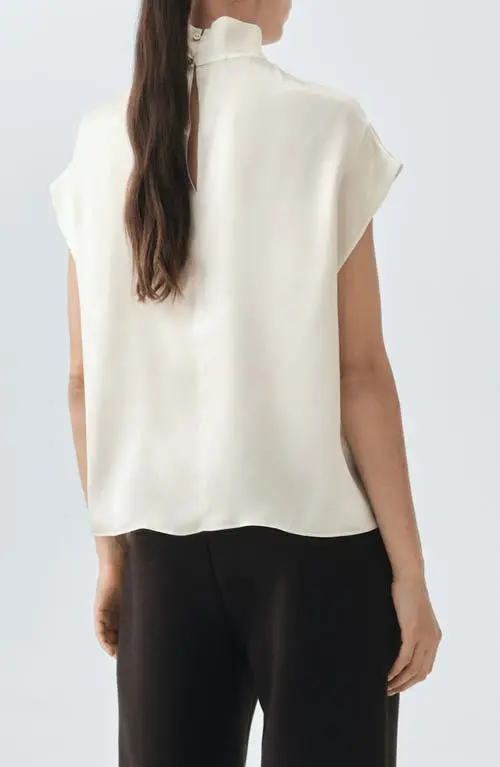 Mango Selection Mock Neck Silk-satin Top - Ecru