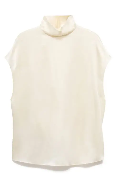 Mango Selection Mock Neck Silk-satin Top - Ecru