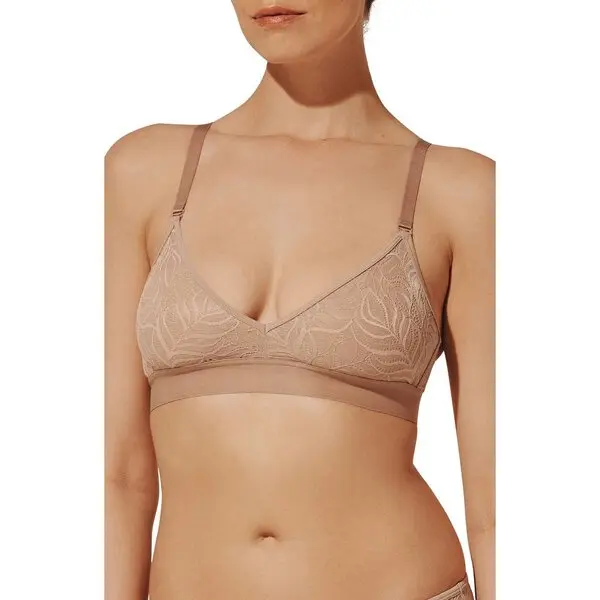 THIRDLOVE Feather Lace Triangle Bralette - Taupe