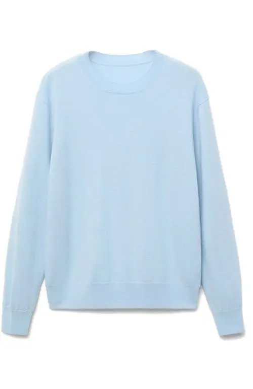 Mango Selection Crewneck Wool Sweater - Sky Blue