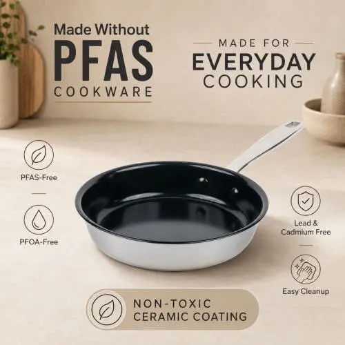 ALVA Maestro Nonstick Stainless Steel Frying Pan5-ply