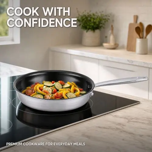 ALVA Maestro Nonstick Stainless Steel Frying Pan5-ply