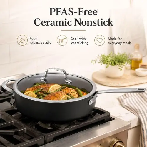 ALVA Maestro 4-quart Ceramic Nonstick Sauté Pan With Lid