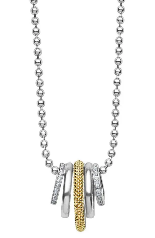 Lagos Caviar Lux Pavé Diamond Pendant Necklace