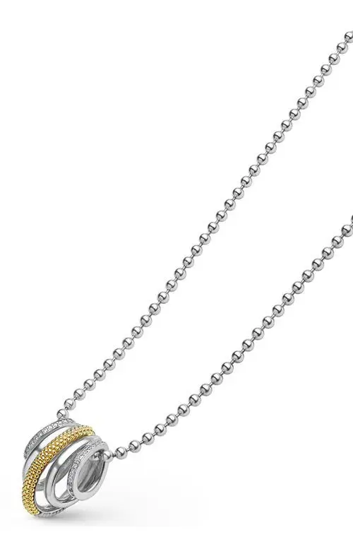 Lagos Caviar Lux Pavé Diamond Pendant Necklace