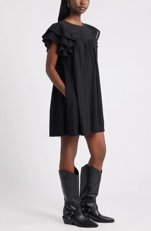 Treasure & Bond Double Ruffle Shift Dress - Black