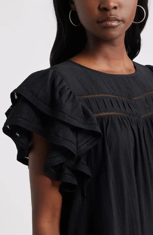 Treasure & Bond Double Ruffle Shift Dress - Black