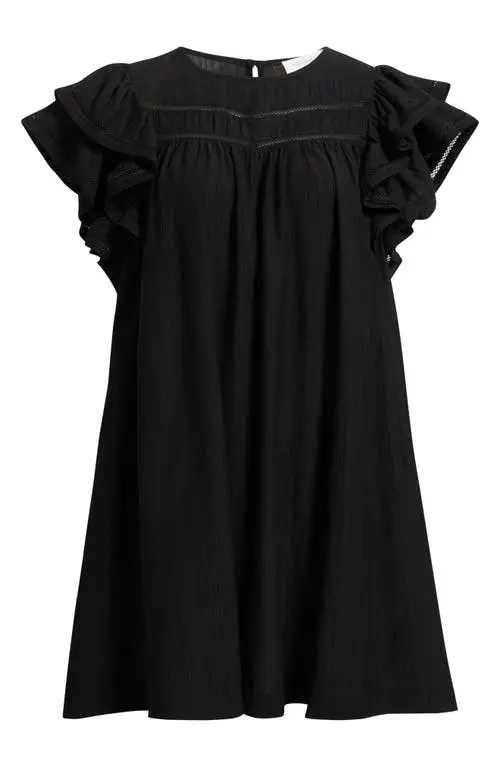 Treasure & Bond Double Ruffle Shift Dress - Black