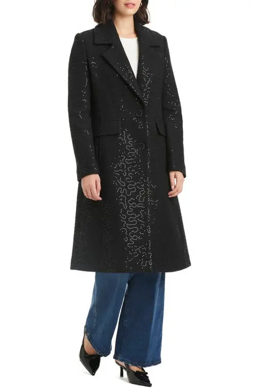 Kate Spade New York Sequin Pattern Longline Coat - Black