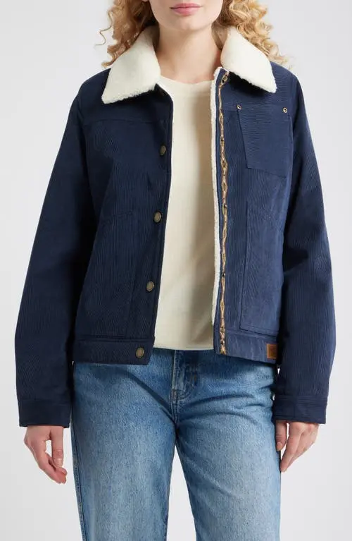 Pendleton Wind River Corduroy Trucker Jacket With Removable Fleece Collar - Navy