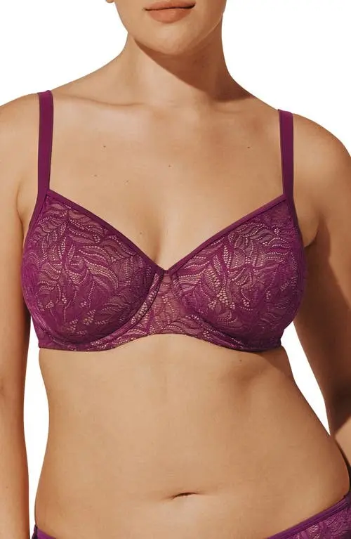 THIRDLOVE Feather Lace Underwire Demi Bra - Berry Crush
