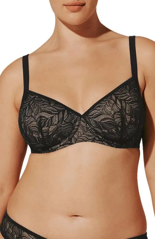 THIRDLOVE Feather Lace Underwire Demi Bra - Black