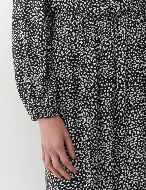 FINERY LONDON Animal Print Midi Dress - Black Dot