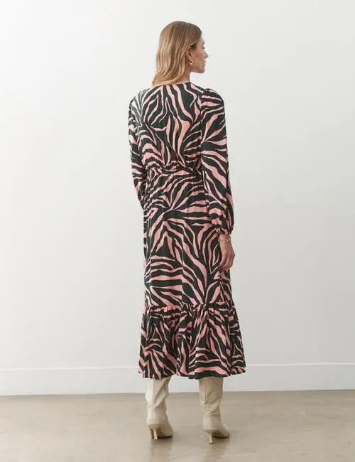 FINERY LONDON Animal Print Midi Dress - Pink Leopard