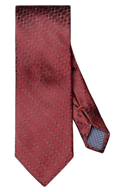 Eton Patterned Silk Jacquard Neck Tie - Med Red