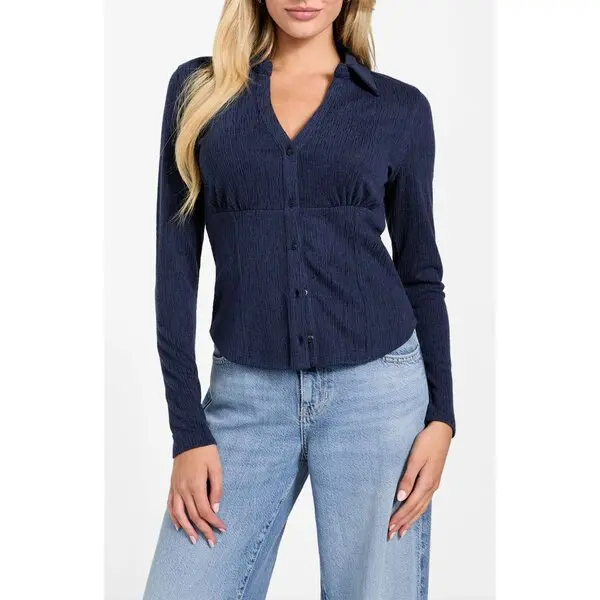 Guess Annida Corset Button-up Shirt - Medium Blue