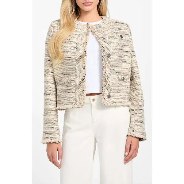 Guess Sutton Fringe Tweed Jacket