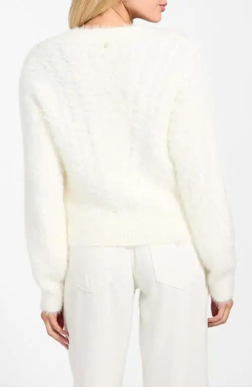 Guess Button Detailed Fuzzy Knit Cardigan