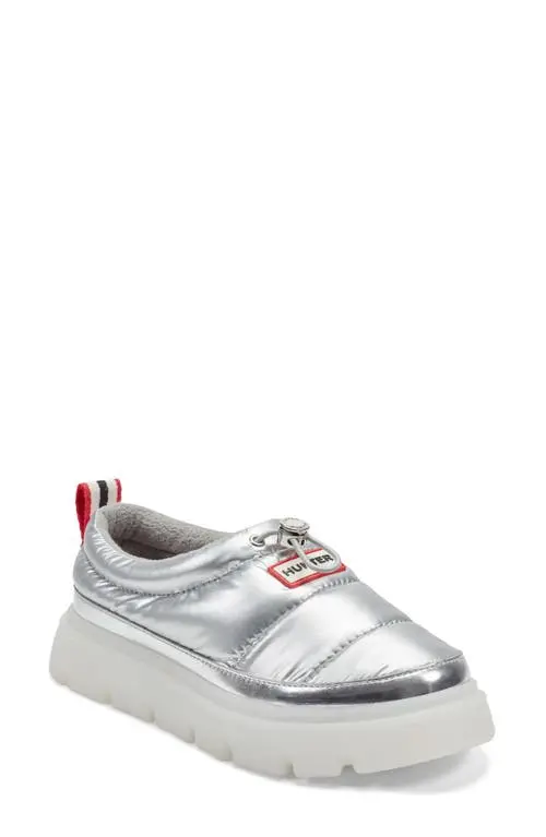 Hunter Madi Platform Puffer Slipper - Silver/silver