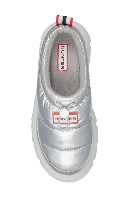 Hunter Madi Platform Puffer Slipper - Silver/silver