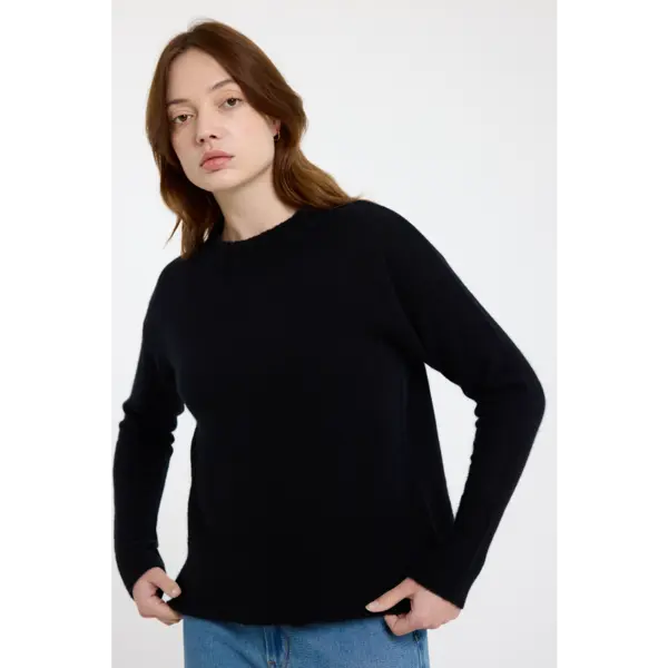 BRODIE CASHMERE Crew Neck Cashmere Jumper - Black