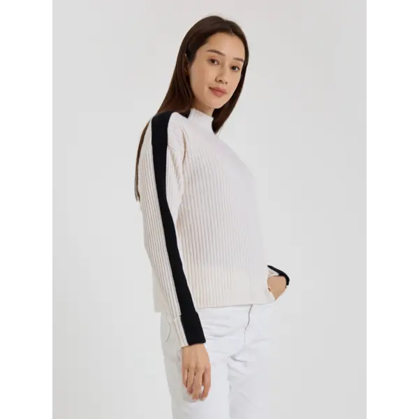 BRODIE CASHMERE Chamonix Mock Neck Cashmere Sweater - Organic White