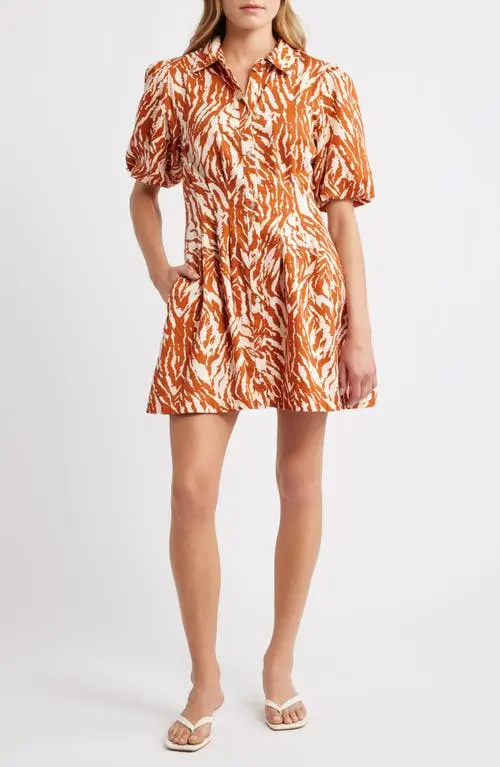 Love The Label Printed Button-up Mini Shirtdress