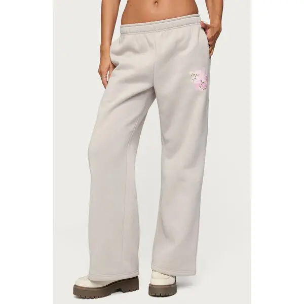 EDIKTED Wild Petal Wide Leg Sweatpants