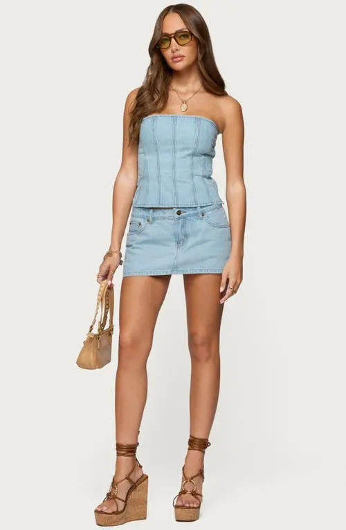 EDIKTED Camelia Denim Miniskirt - Light-blue