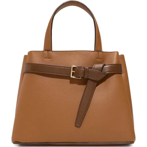 Aldo Satchel With Buckled Belt And Crossbody Strap - Tan
