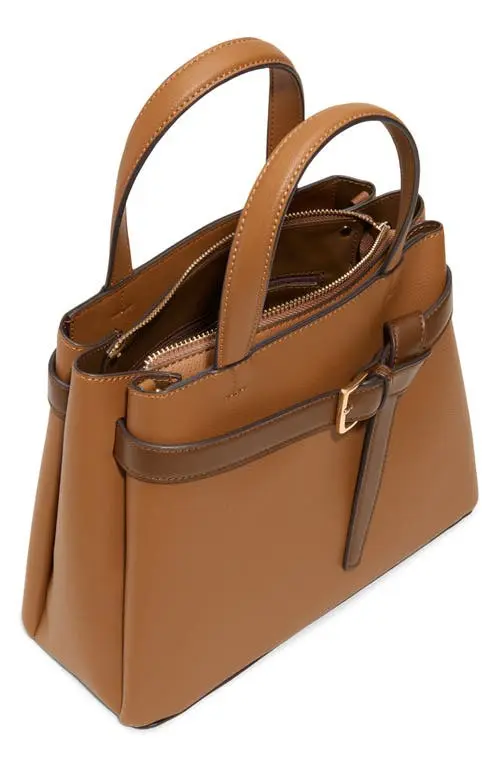 Aldo Satchel With Buckled Belt And Crossbody Strap - Tan