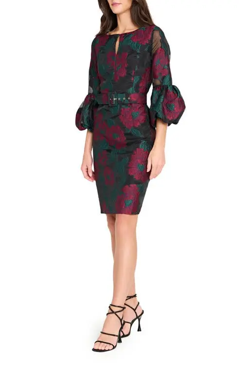 TAHARI ASL Floral Jacquard Sheath Dress