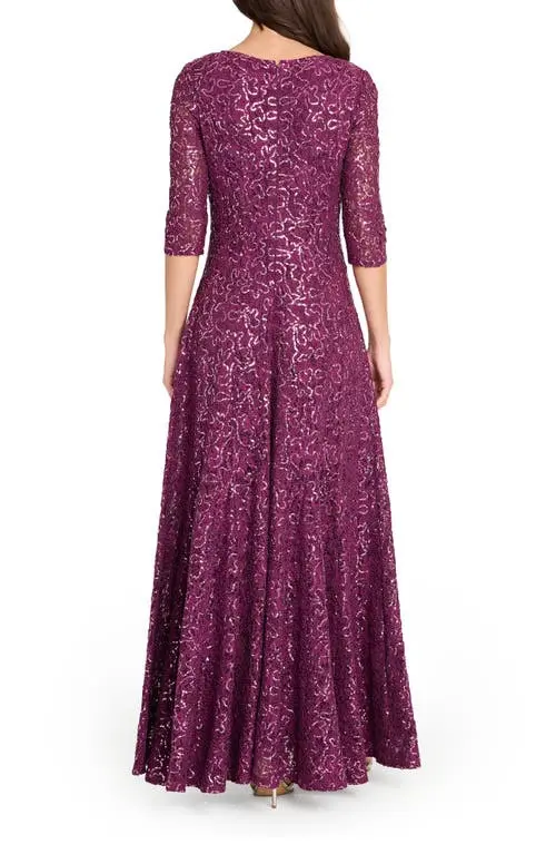 TAHARI ASL Sequin Flare Gown