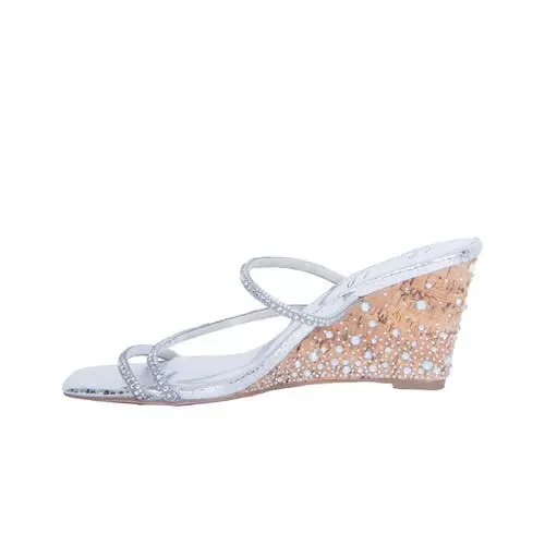 LAUREN LORRAINE Lanie Rhinestone Wedge Sandal