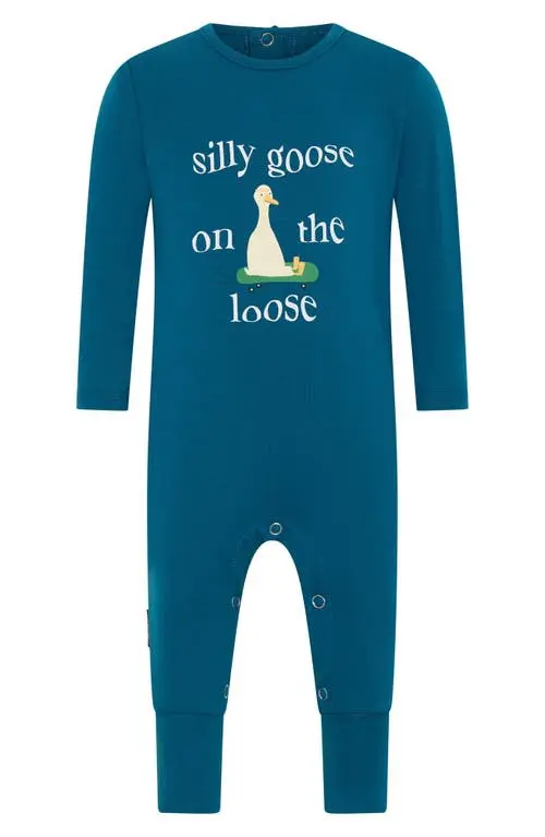 TINY TRIBE Silly Goose Cotton Graphic Romper - Blue